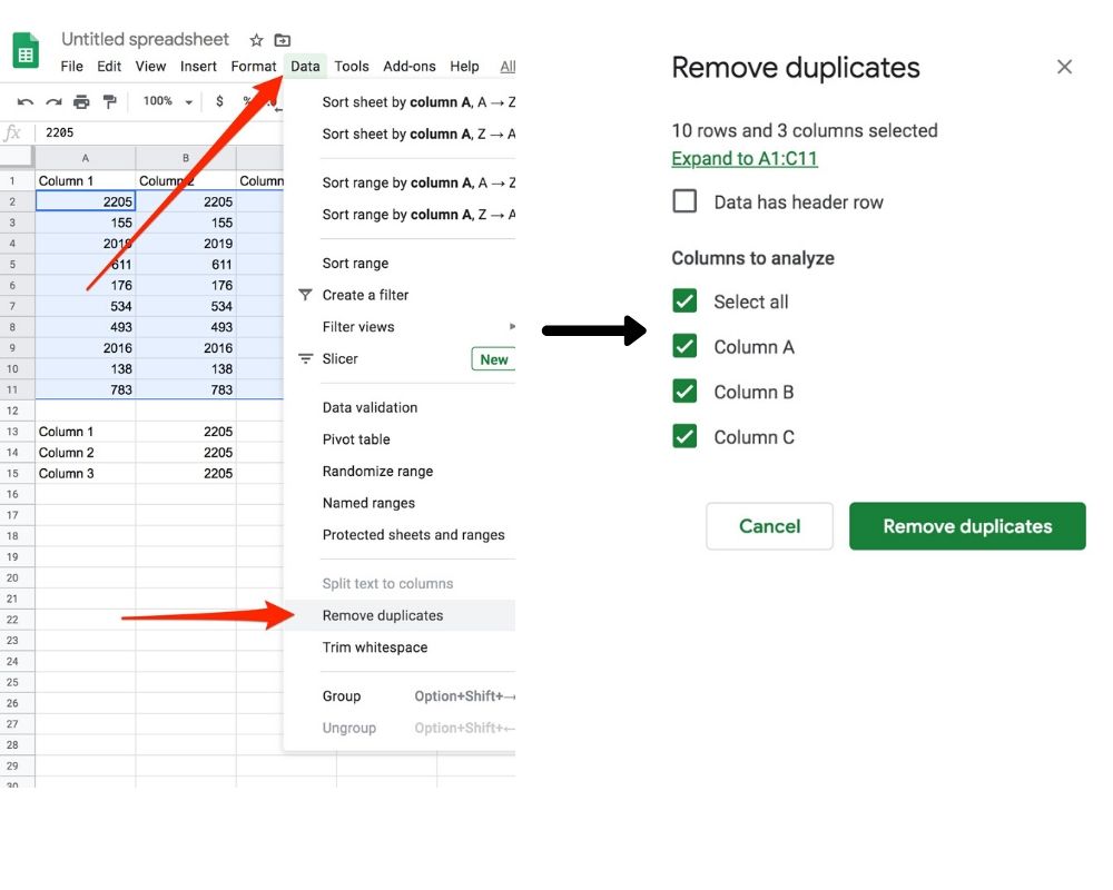 Transpose And Remove Duplicates In Google Sheets Docs 